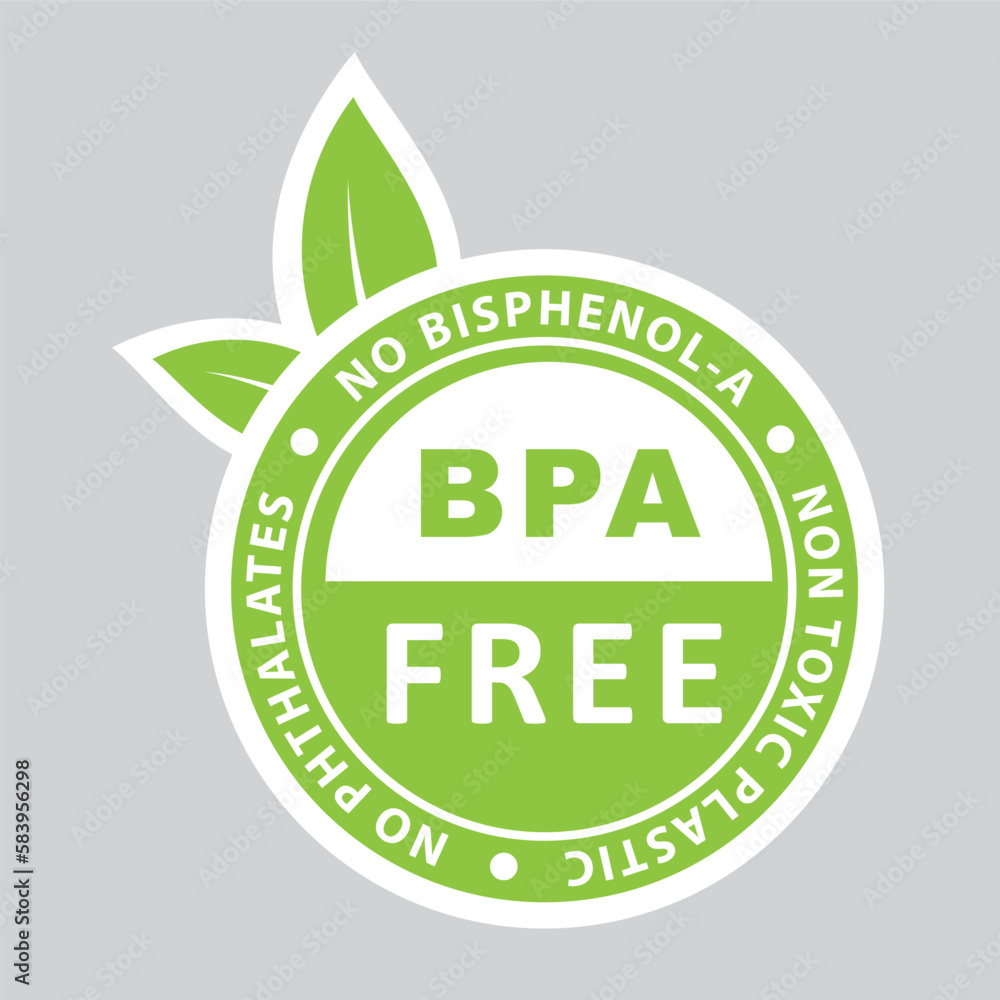 Green simple bpa free logo. Concept of emblem for packaging products or ...