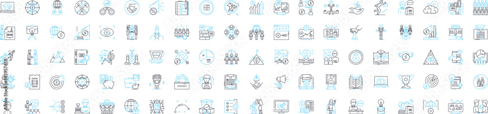 Business administration vector line icons set. Management, Planning ...