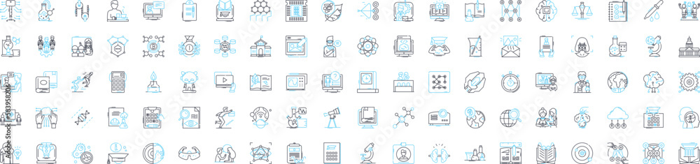Science learning vector line icons set. Science, Biology, Chemistry ...