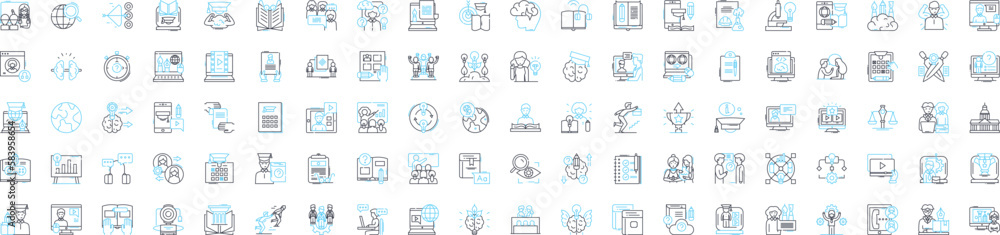 Digital learning vector line icons set. Digital, Learning, eLearning ...