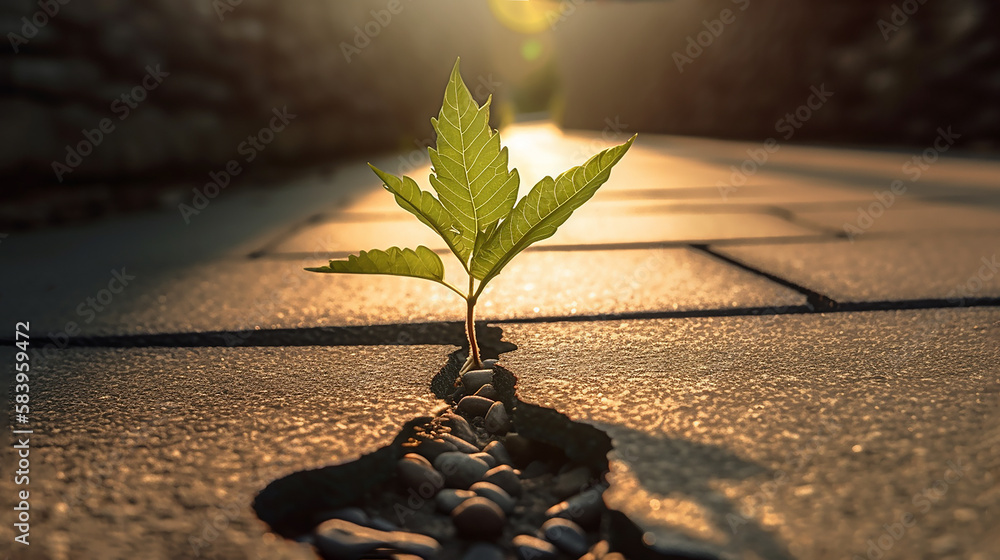 Earth's Day. Preservation of the environment. Small Plant rising from ...