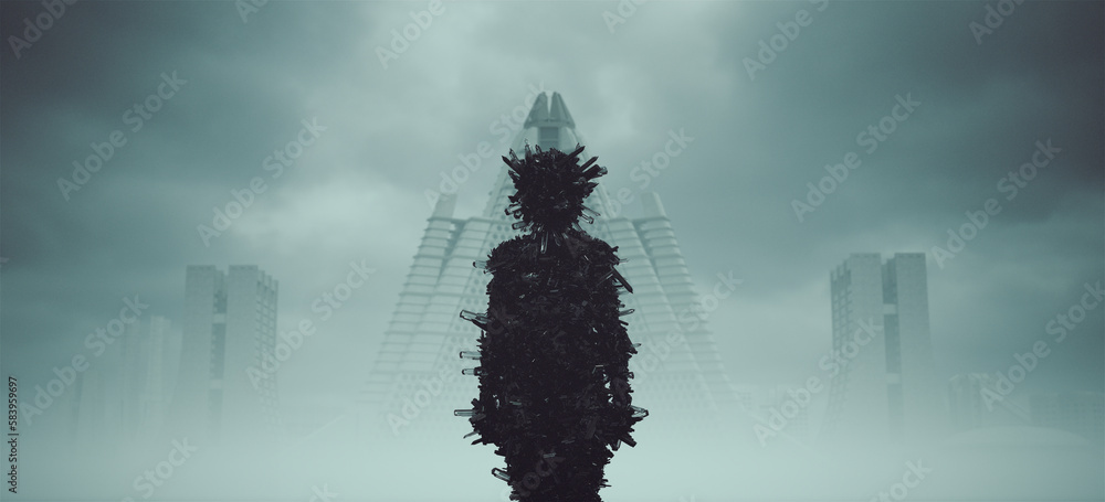 Creepy Black Crystal Shards Figure Paranormal Sci-Fi Horror Monster ...