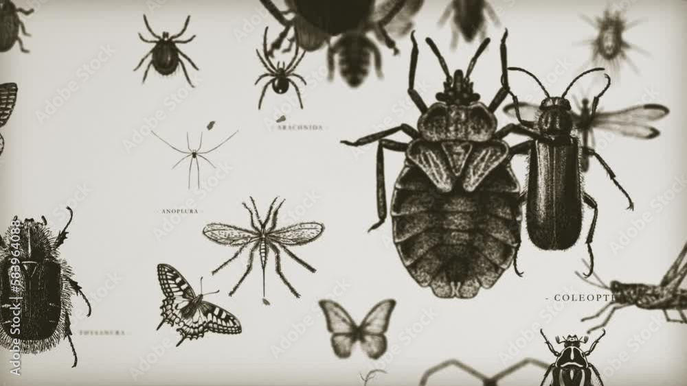 Retro Entomologist 3d Gallery Loop/ 4k motion graphics of a vintage ...