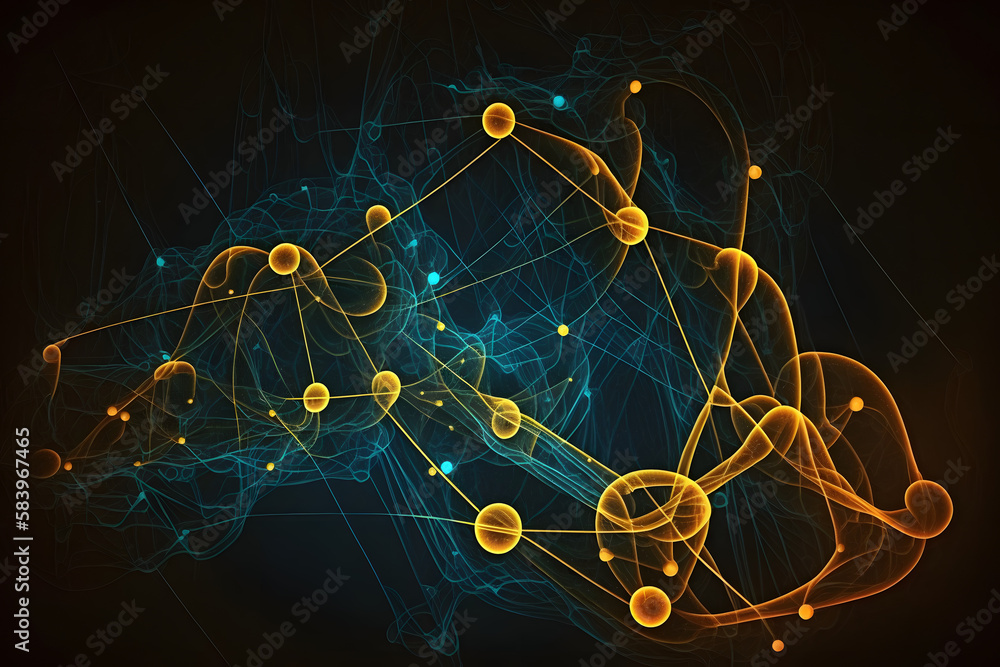 Titel: connected atom and stars molekule background, abstract lines ...