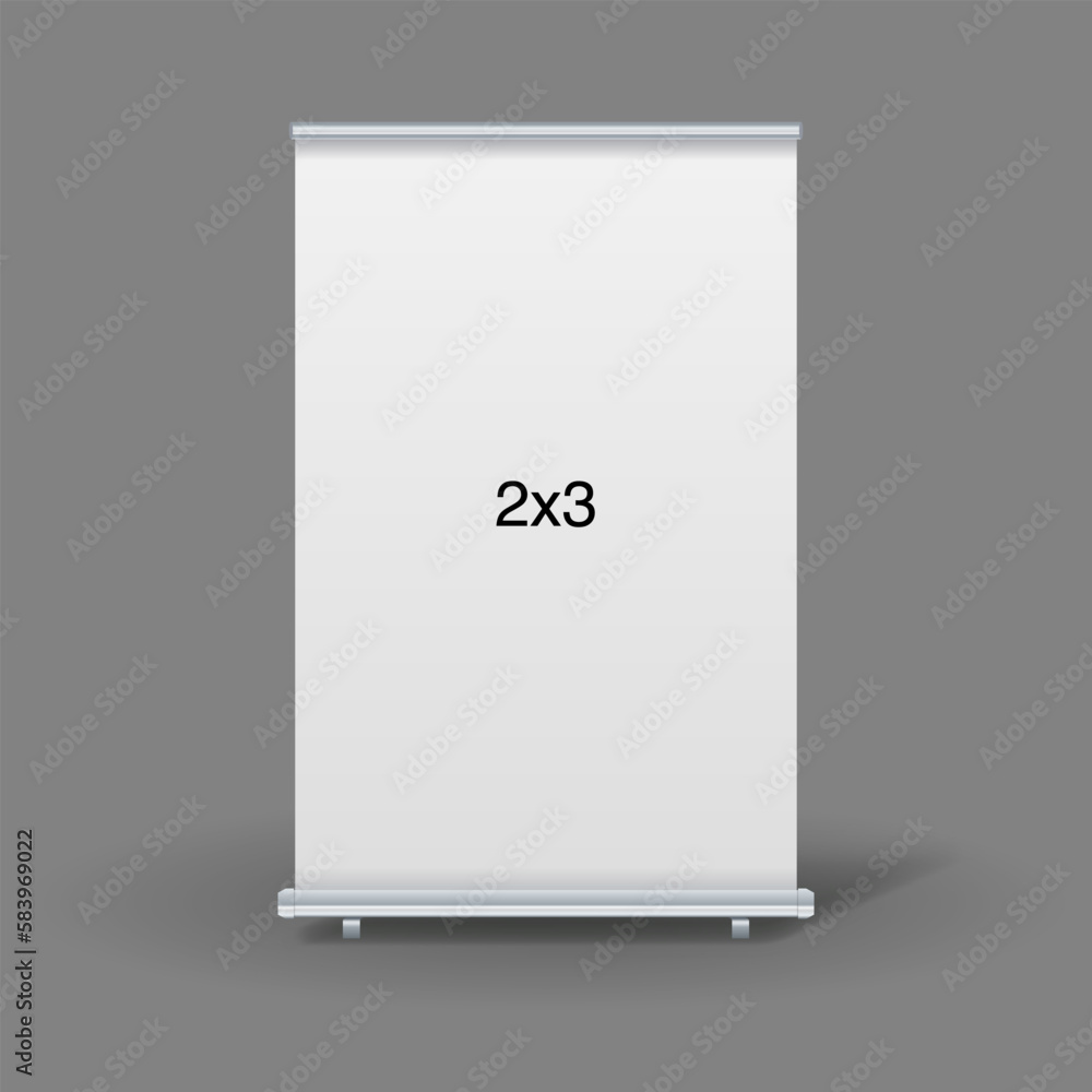 An empty standee or rollup banner display mockup on isolated white ...