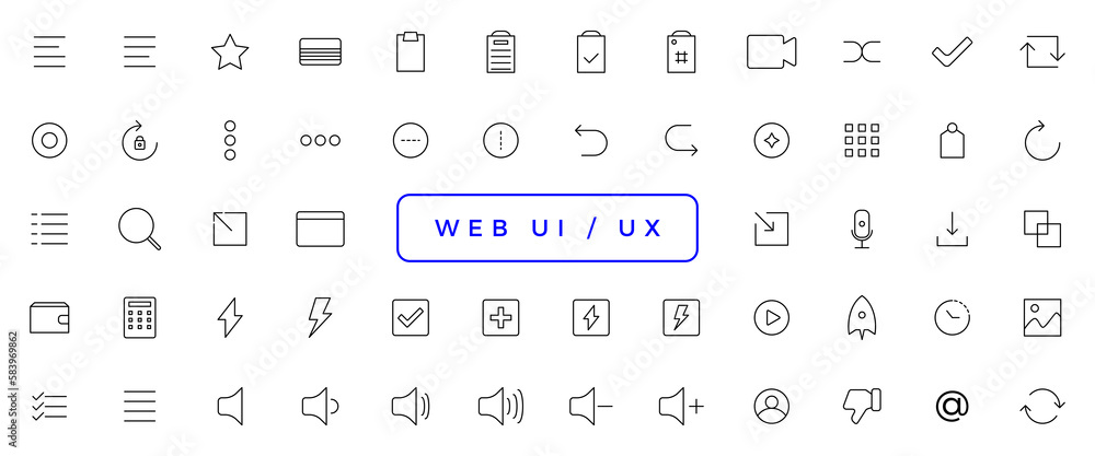 Set Of Outline Ui And Ux Icons Minimalist Thin Linear Web Icon Set Stock Vector Adobe Stock