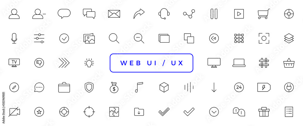 Set Of Outline Ui And Ux Icons Minimalist Thin Linear Web Icon Set Stock Vector Adobe Stock