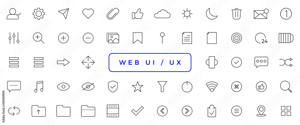 Set Of Outline Ui And Ux Icons Minimalist Thin Linear Web Icon Set Stock Vector Adobe Stock