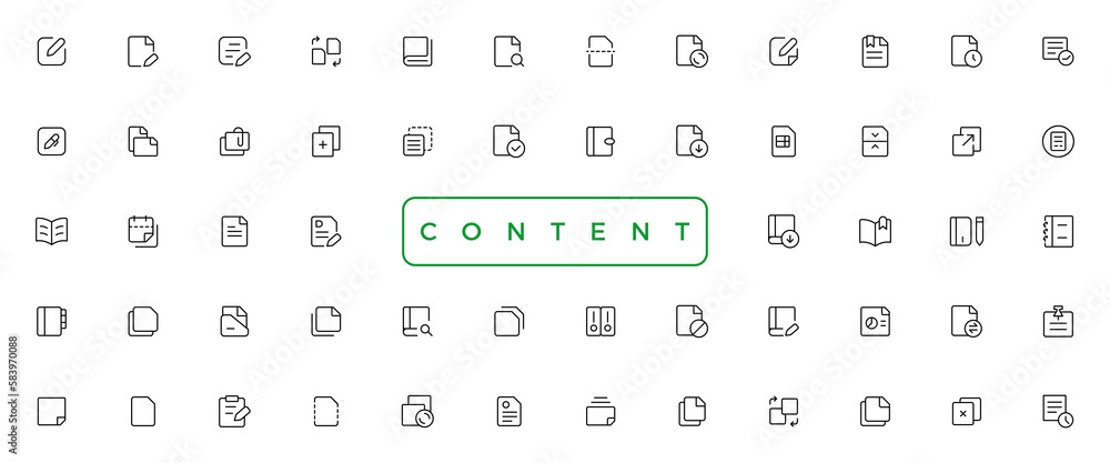 content simple concept icons set. Contains such icons as vector image ...