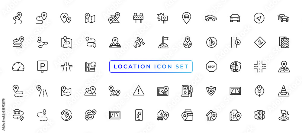 Location icons set. Navigation icons. Map pointer icons. Location ...