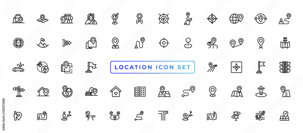 Location icons set. Navigation icons. Map pointer icons. Location symbols. Vector illustration ...