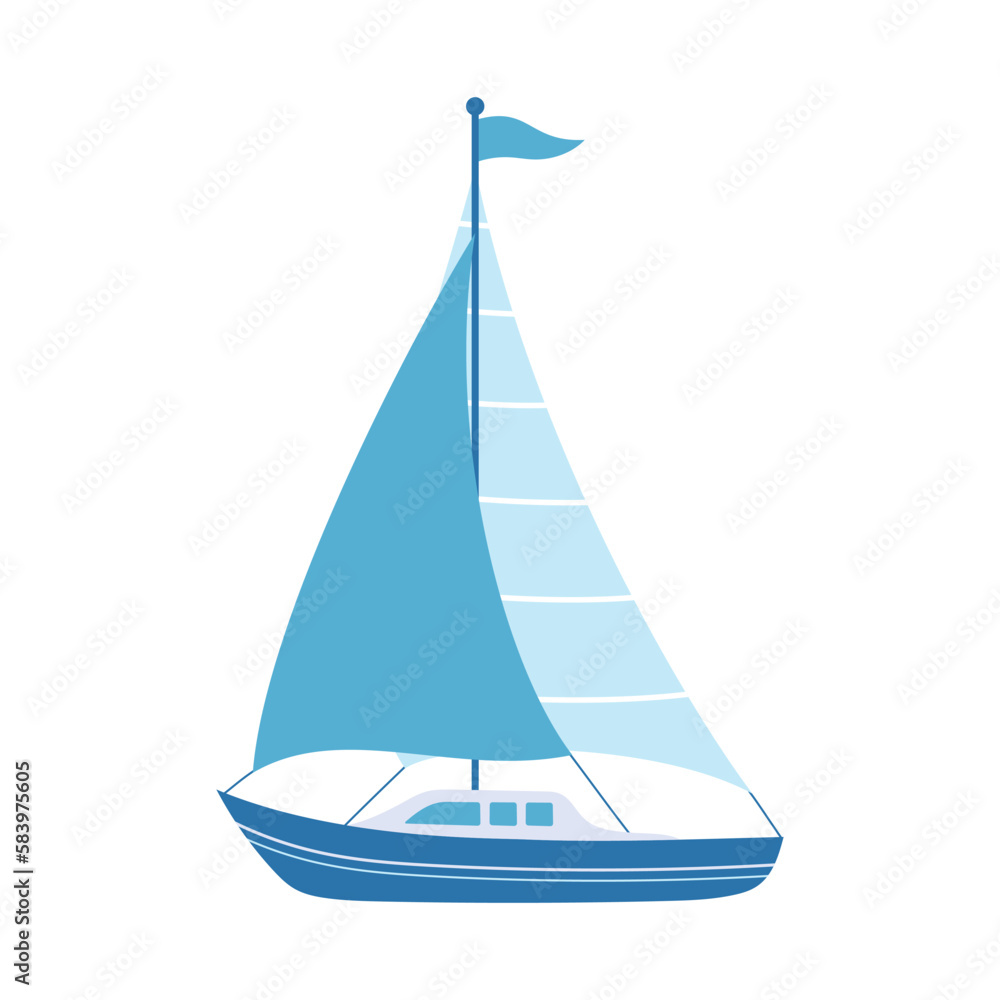 cartoon vector illustration of sailboat isolated on white Stock Vector ...