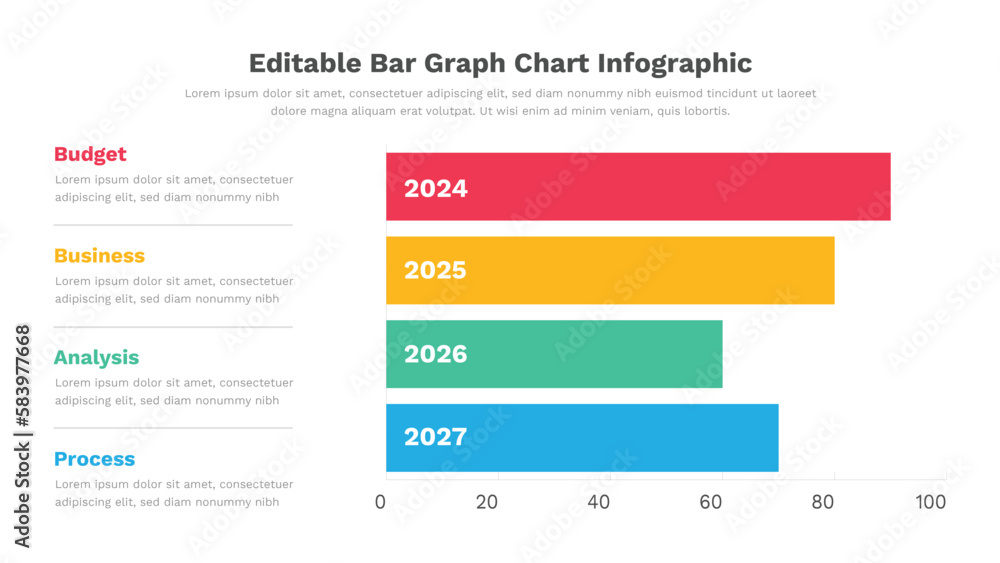 Bar chart infographic presentation template fully editable Stock Vector ...