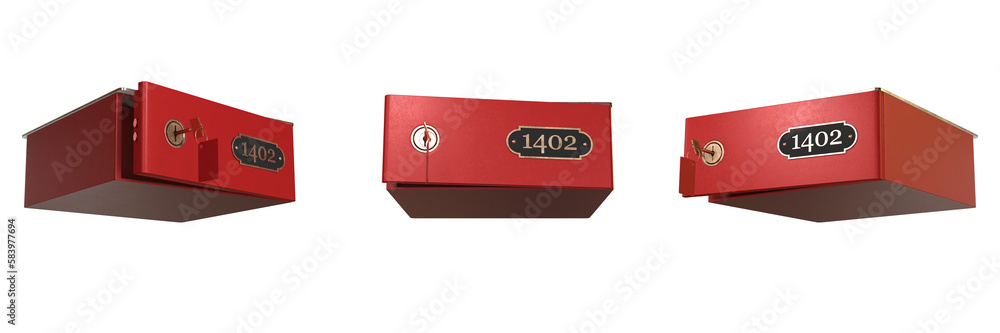 safe box on transparent background, left, front and right view (3d ...