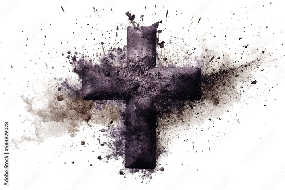 Cross made of ashes, Ash Wednesday, Lent season vintage abstract ...