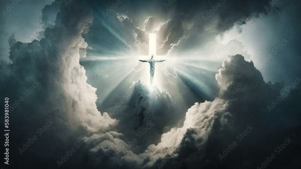 Resurrection, Glowing Cross among the Clouds, Risen Jesus, Ascension to ...