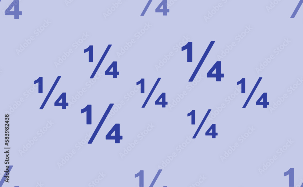 Seamless pattern of large isolated blue quarter fraction symbols. The ...