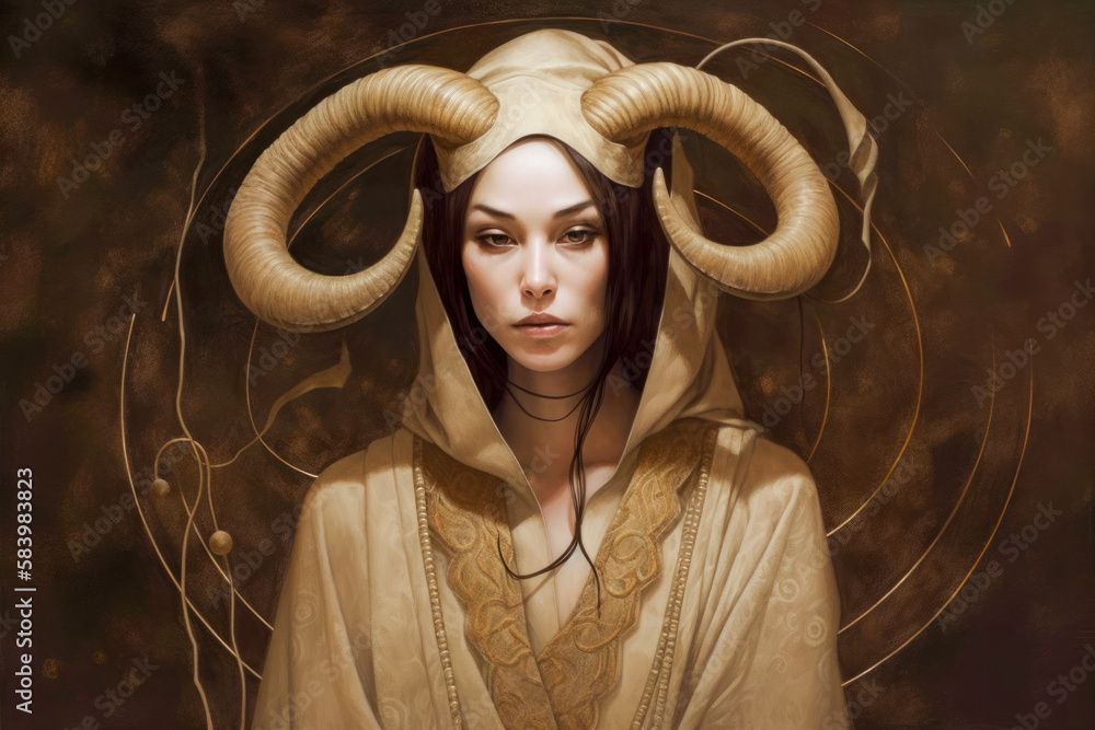 Taurus zodiac sign as a beautiful fashion horned girl character ...