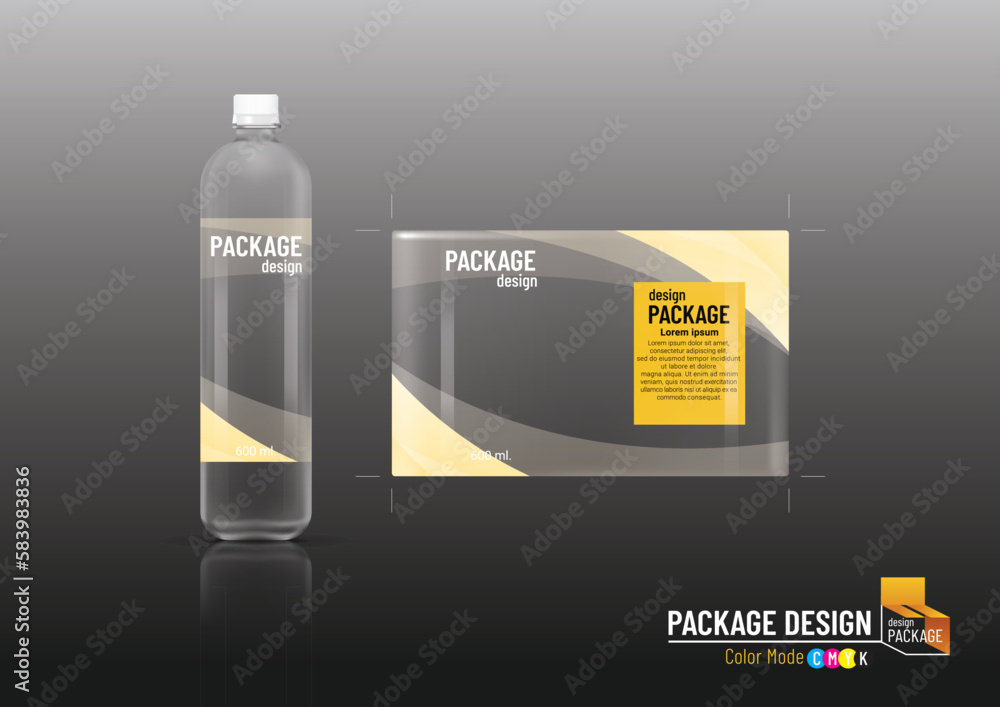 Package design, Label & Plastic bottles, Curve background-Vector ...