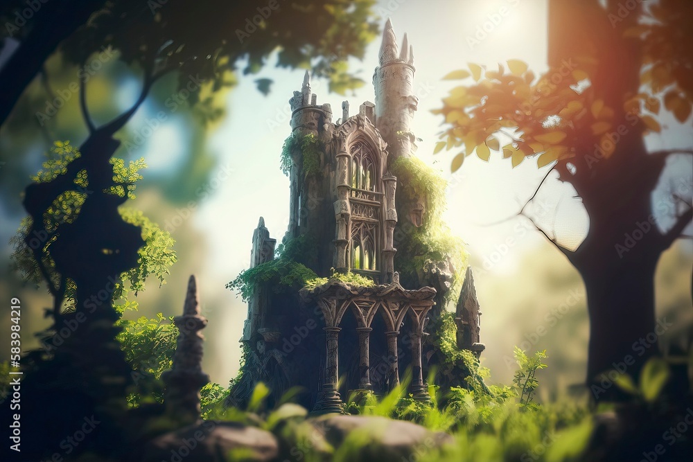 High fantasy tree castle overgrown canopy of trees elf castle ...
