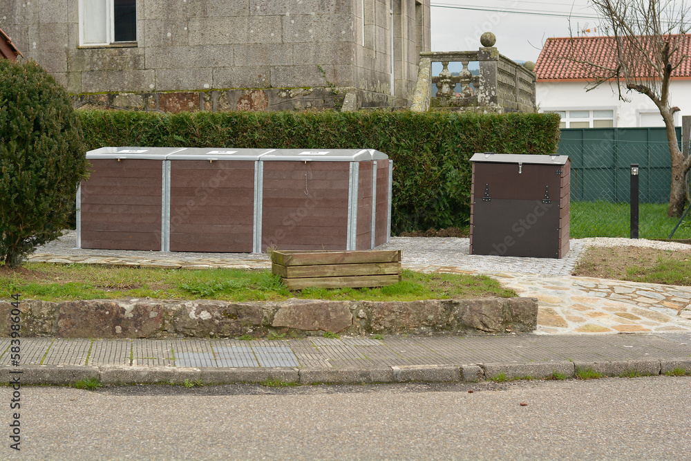 Community composter placed in a common residential area to recycle and ...