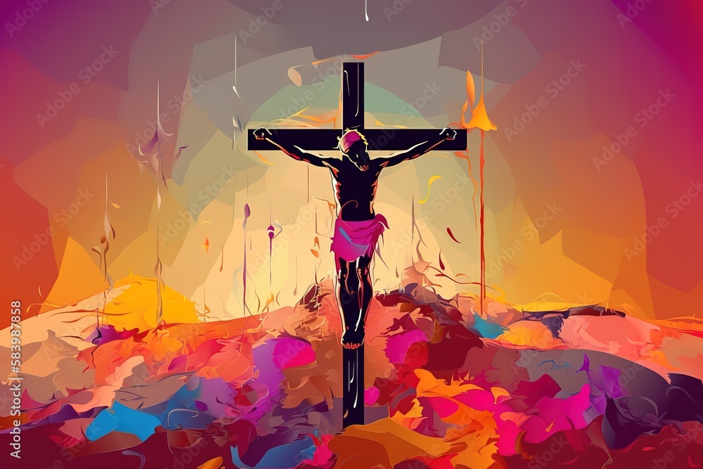 Jesus Christ on the cross - on the Calvary Hill Abstract artistic ...