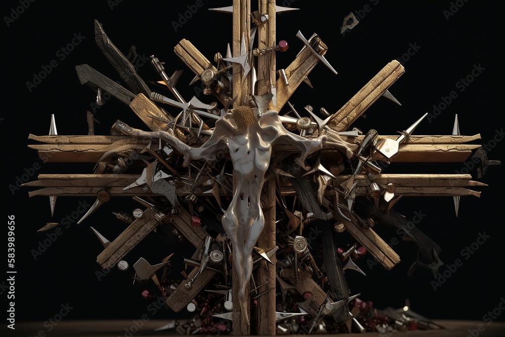 Jesus Christ - Cross With Hammer y Nails And Crown Of Thorns ...