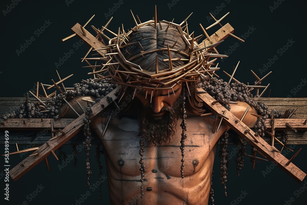 Jesus Christ - Cross With Hammer y Nails And Crown Of Thorns ...