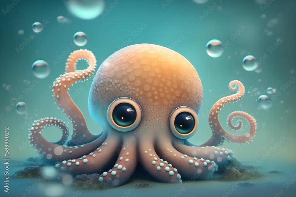 Wallpaper Illustration and background of a cute, adorable octopus ...