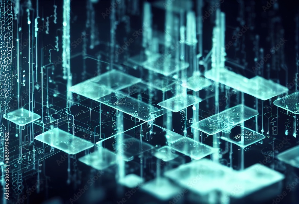 Futuristic data flow, data transfer technology. Cyberpunk, big data and ...