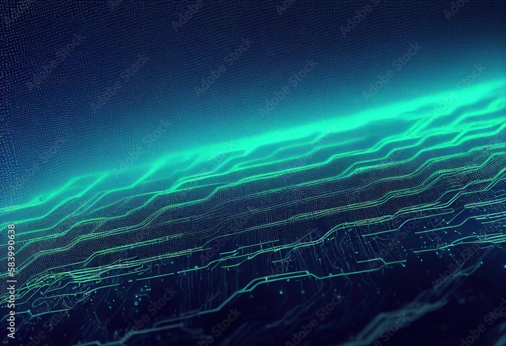 Futuristic data flow, data transfer technology. Cyberpunk, big data and ...