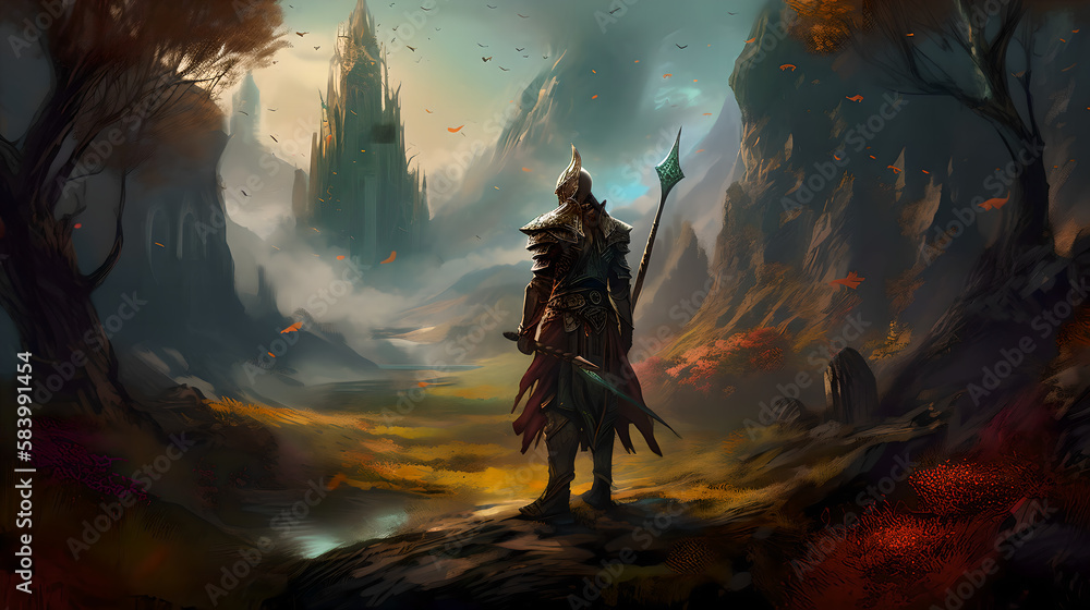 fantasy male character in a cool background (ai generated) Stock ...