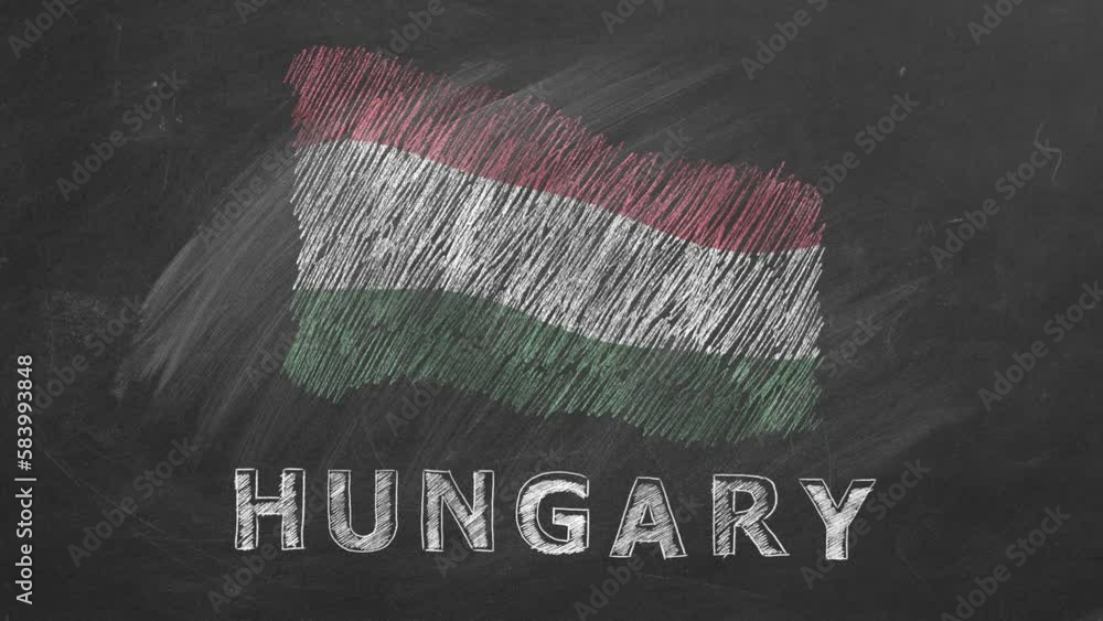 This video shows the process of drawing a flag of Hungary on a black ...