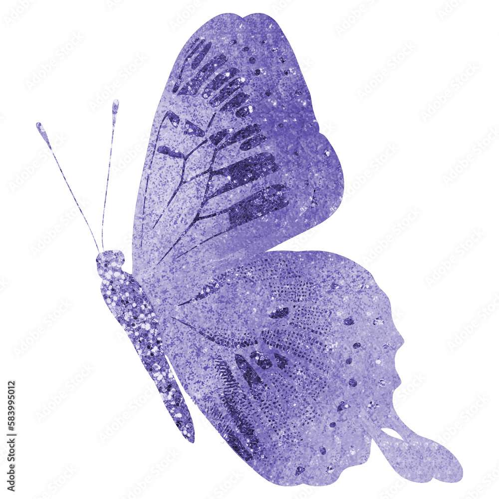 Purple Glitter Butterfly Stock Illustration | Adobe Stock