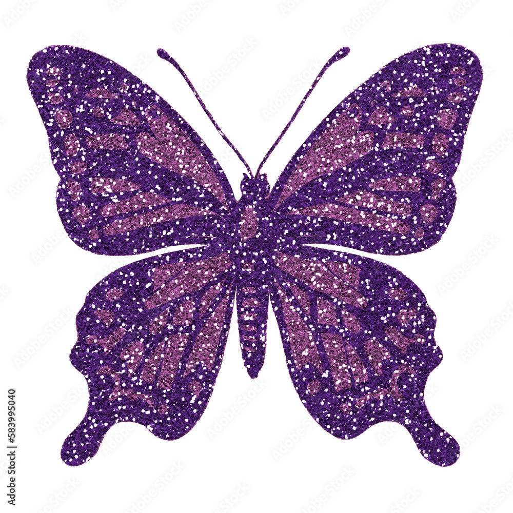 Purple Glitter Butterfly Stock Illustration | Adobe Stock