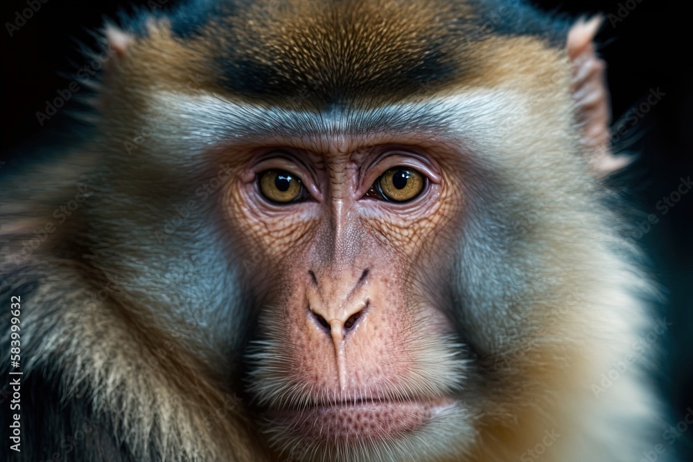 Japanese macaque (Macaca fuscata fuscata) up close and personal. Generative AI Stock ...
