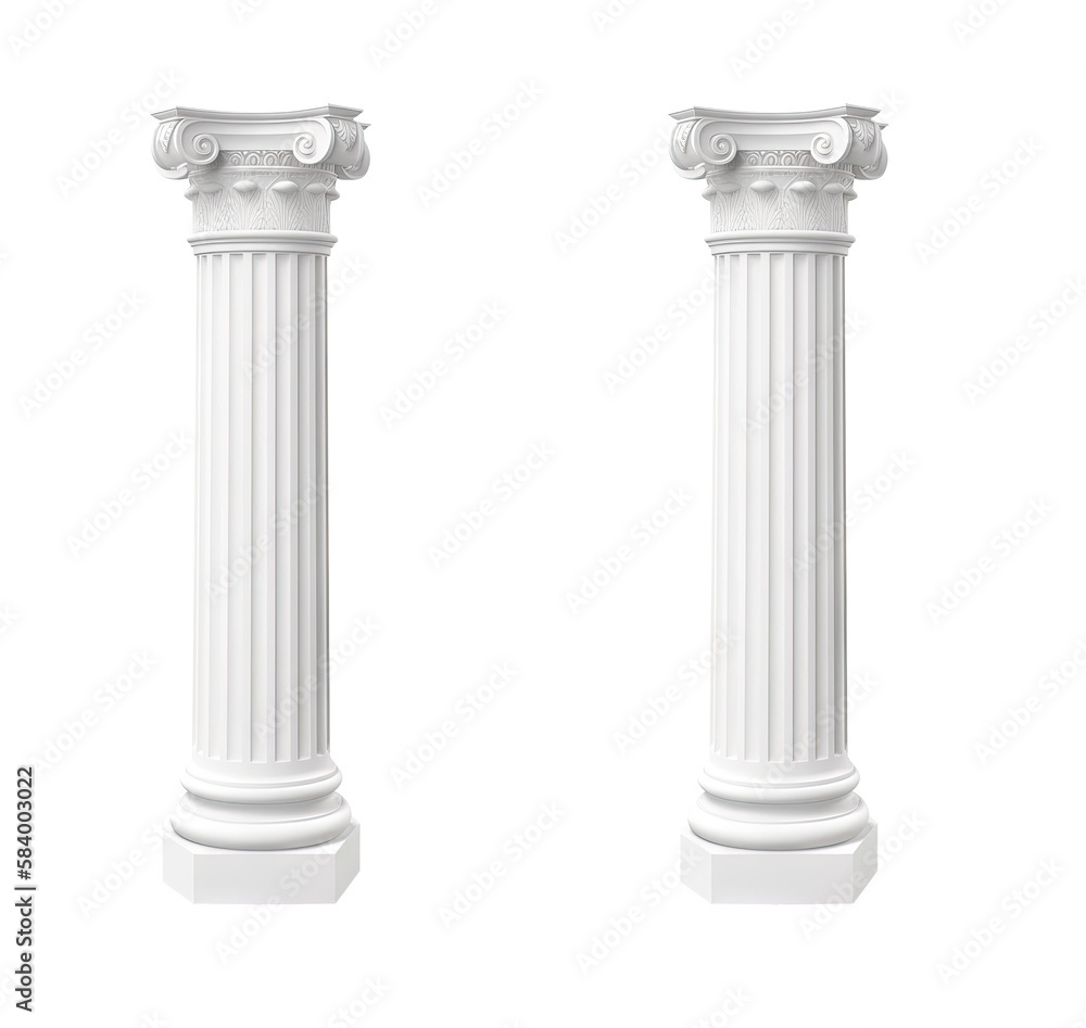 Architectural white columns Ionic order 3D isolated on transparent png ...