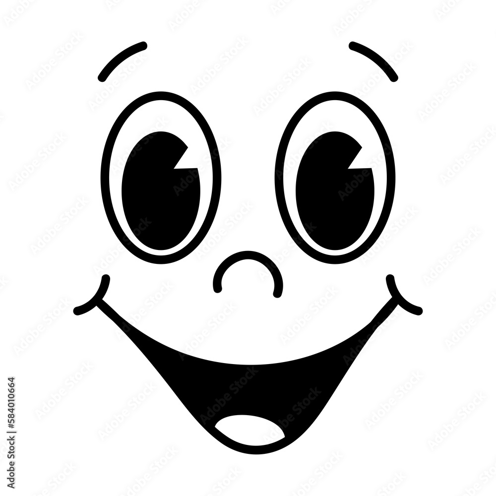 Face for creator of cartoon retro mascot, logo and branding. Monochrome ...