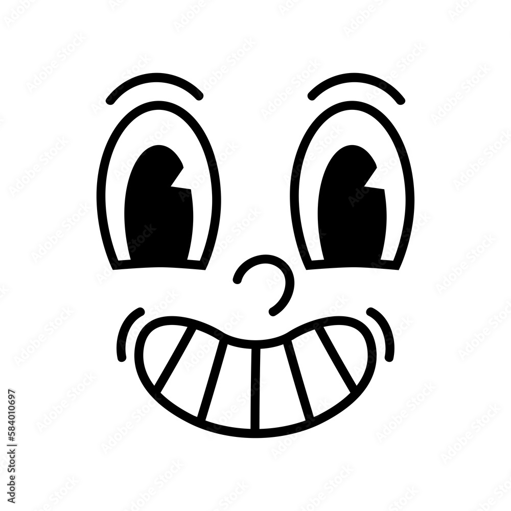 Face for creator of cartoon retro mascot, logo and branding. Monochrome ...