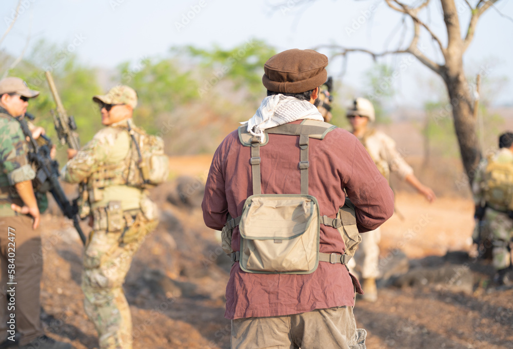 Team of islamic. Army marine corps soldier military war with gun weapon ...