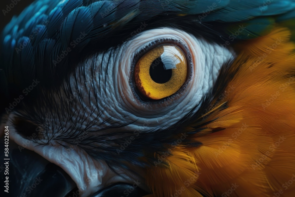 Eye Of Blue-and-yellow Macaw Also Known As The Blue-and-gold Macaw In ...