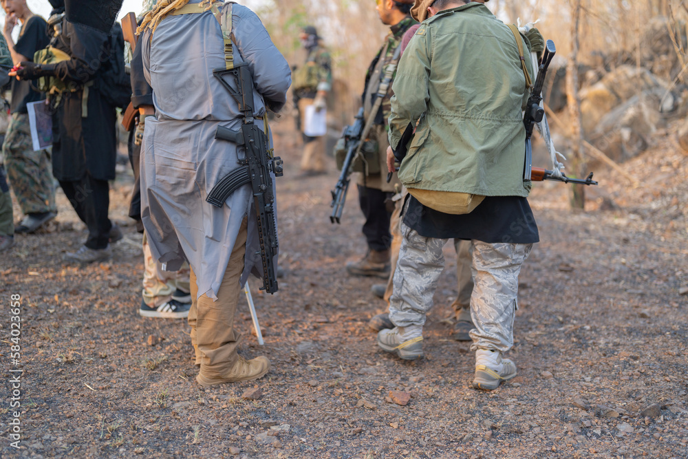 Team of islamic. Army marine corps soldier military war with gun weapon ...