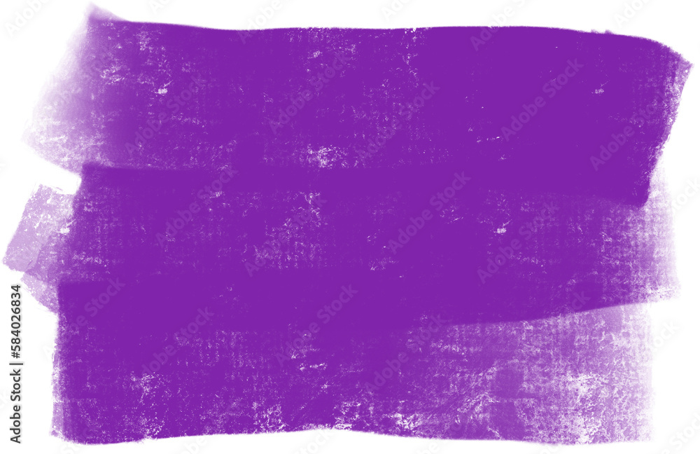 Violet rectangular blot. Hand drawn chalk stain. Hand painted png background isolated on ...