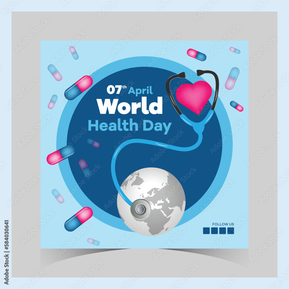 World health day posts concept, hospital health square social media ...
