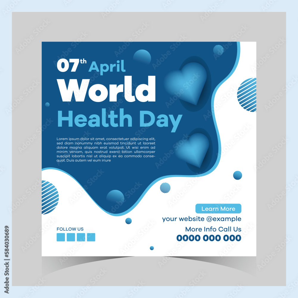 World health day posts concept, hospital health square social media ...