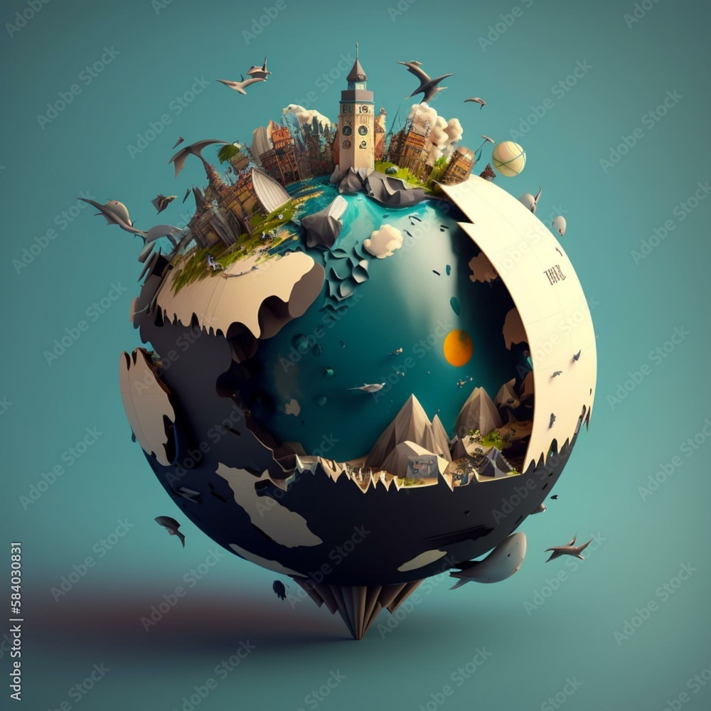 Earth in 3D globe illustration, Earth in 3D, Virtual journey through ...