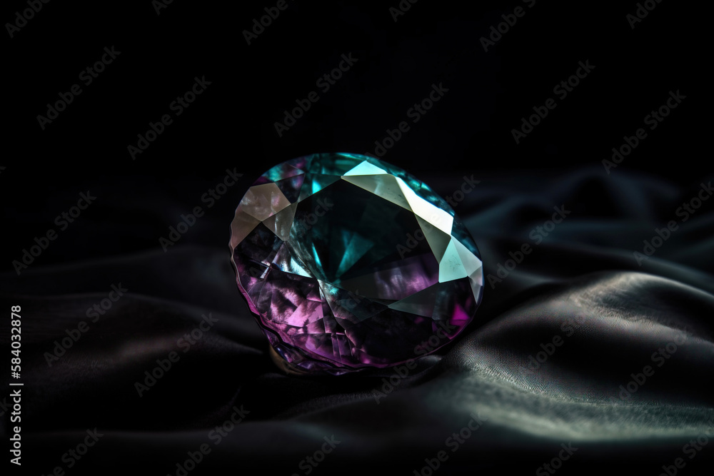 Alexandrite is a rare precious natural geological stone on a black ...