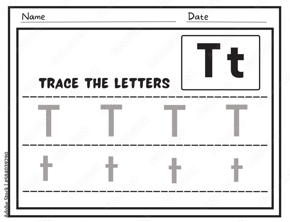 Alphabet tracing practice Letter T. Tracing practice worksheet ...