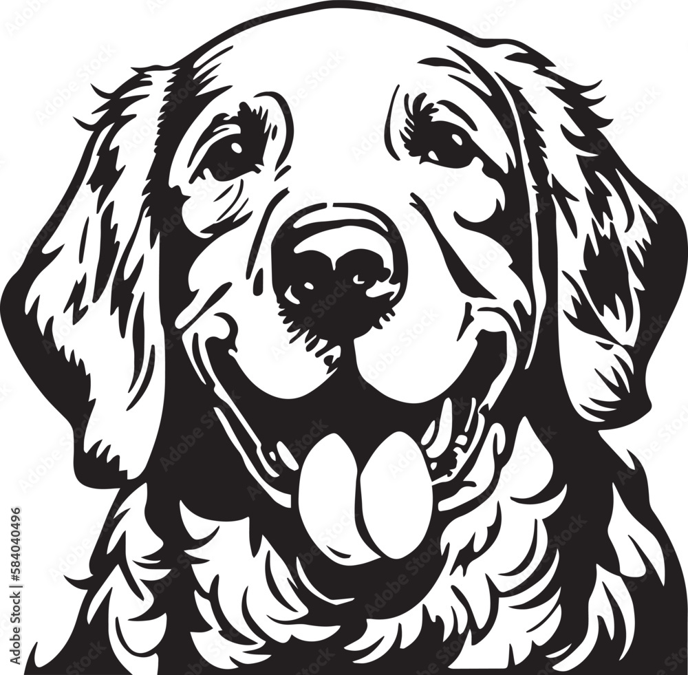 Golden retriever head dog Vector illustration Stock Vector | Adobe Stock