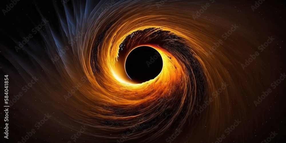 Rendering of a cosmic image of a black hole, devourer of worlds, cosmos ...